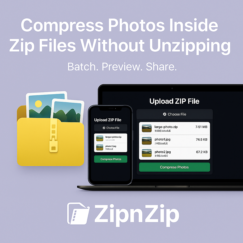 ZipnZip – Compress Images Inside Zip Files Instantly